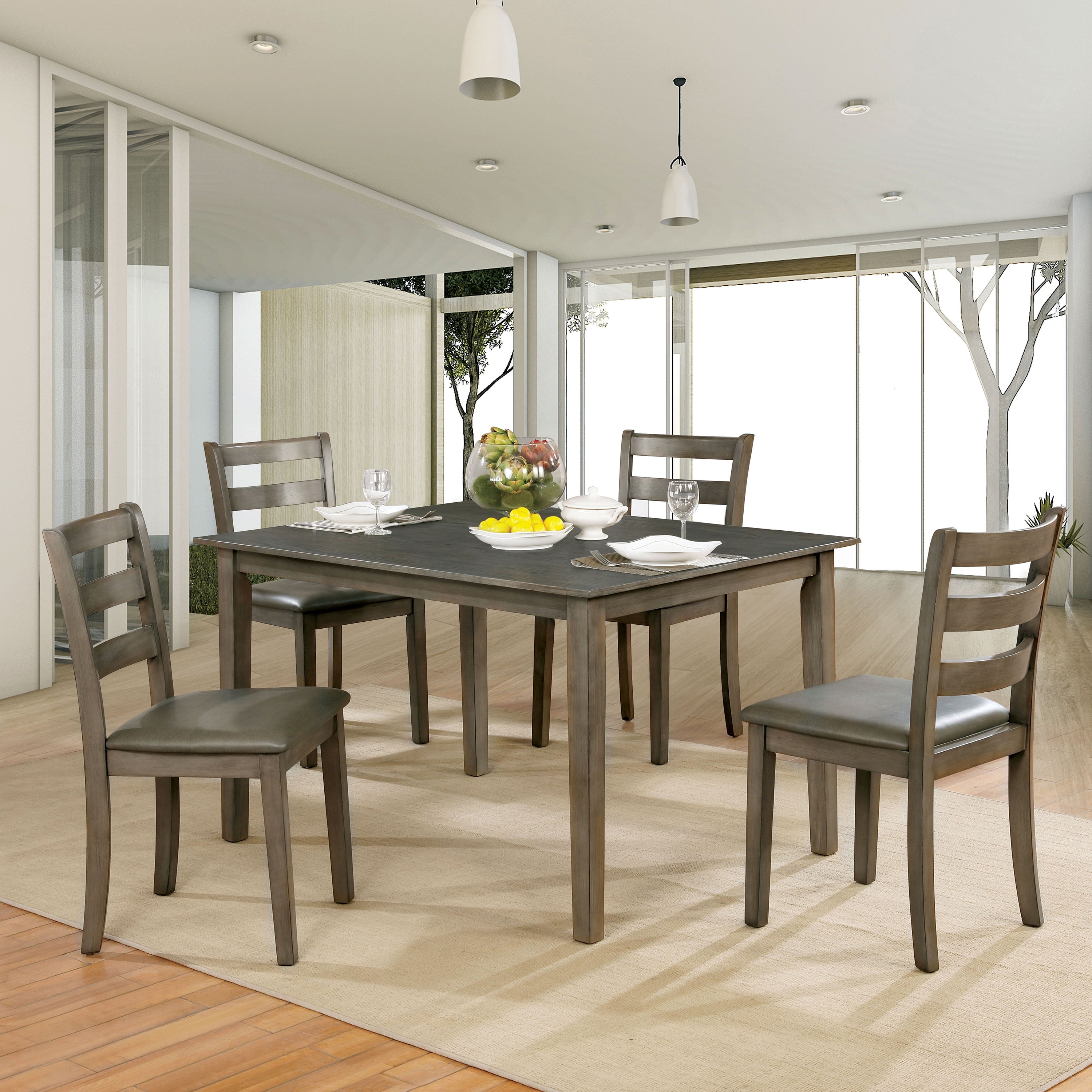 Furniture of America Banker I Transitional Gray 5-Piece Dining Set ...