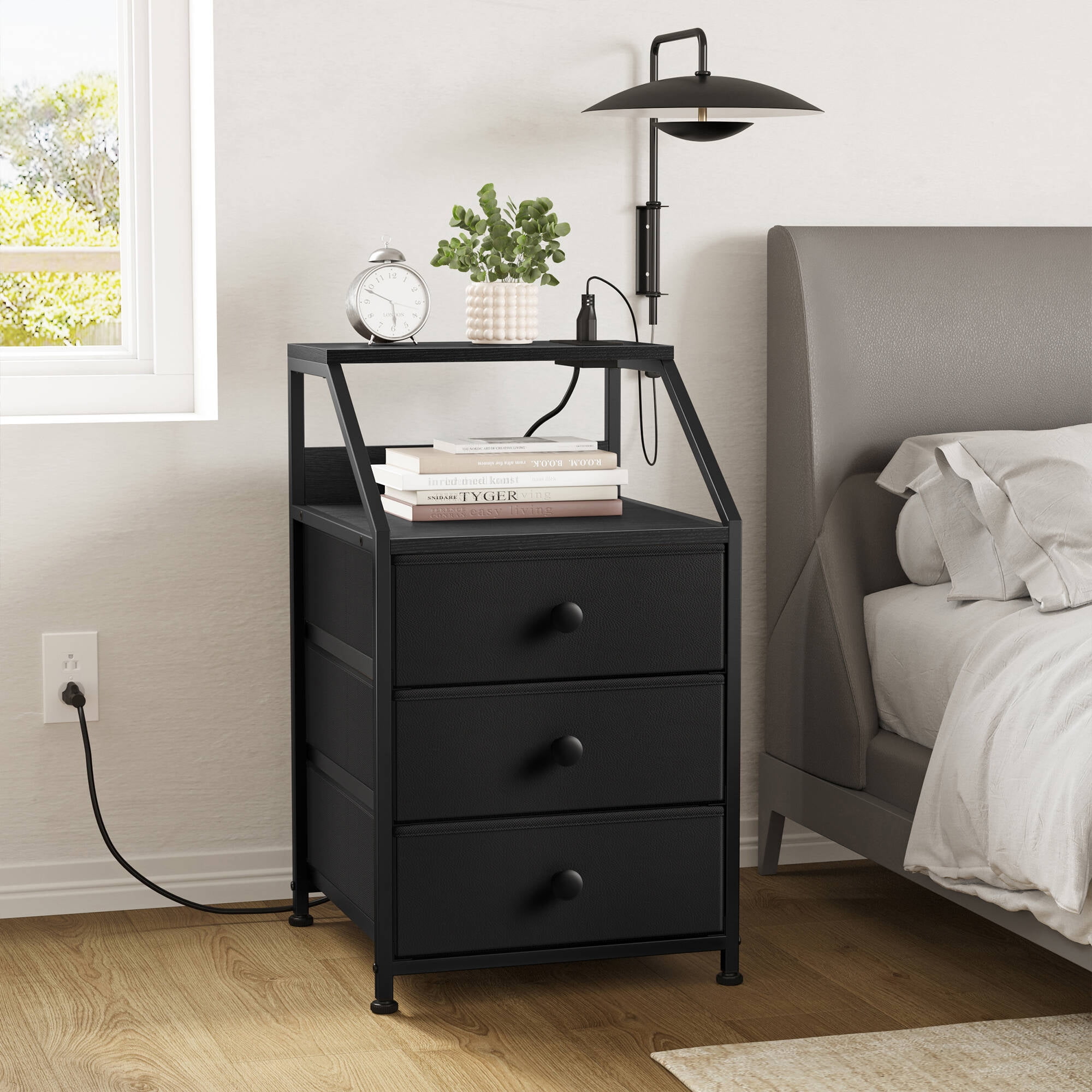 Click here for Gunaito Nightstand With Charging Station Side Tabl... prices