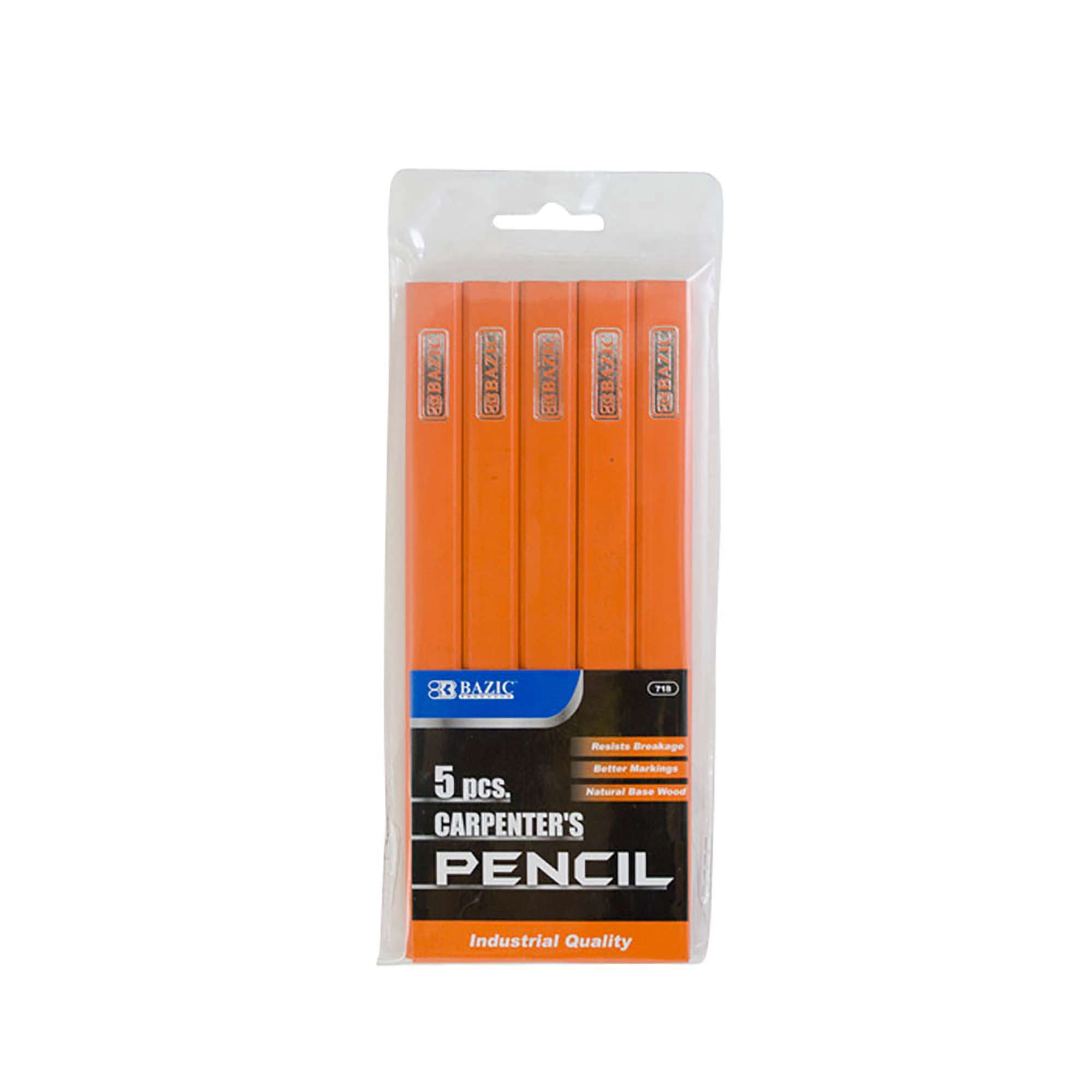 BAZIC Carpenter's Wood Pencils, Jumbo Oval Shape Pencils, (5/Pack), 1 ...