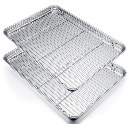 Extra Large Baking Sheet and Cooking Rack Set, Stainless Steel Cookie ...
