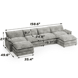 Homall Modern Fabric U-Shape 4-Seat Sectional Sofa with Chaise Lounge ...