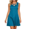 Bxsruta Women Sleeveless Cutout Neck A Line Mini Dress Casual Swing ...