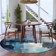 Blue Grey Gradient Round Rug 8ft Washable Circle Rugs Non Slip Abstract ...