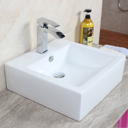 Decoraport White Square Ceramic Above Counter Basin Table Top Basin ...
