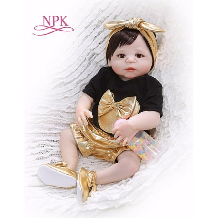56cm Silicone Full Body Bebe Doll Reborn Baby Real Life Golden Pri ...