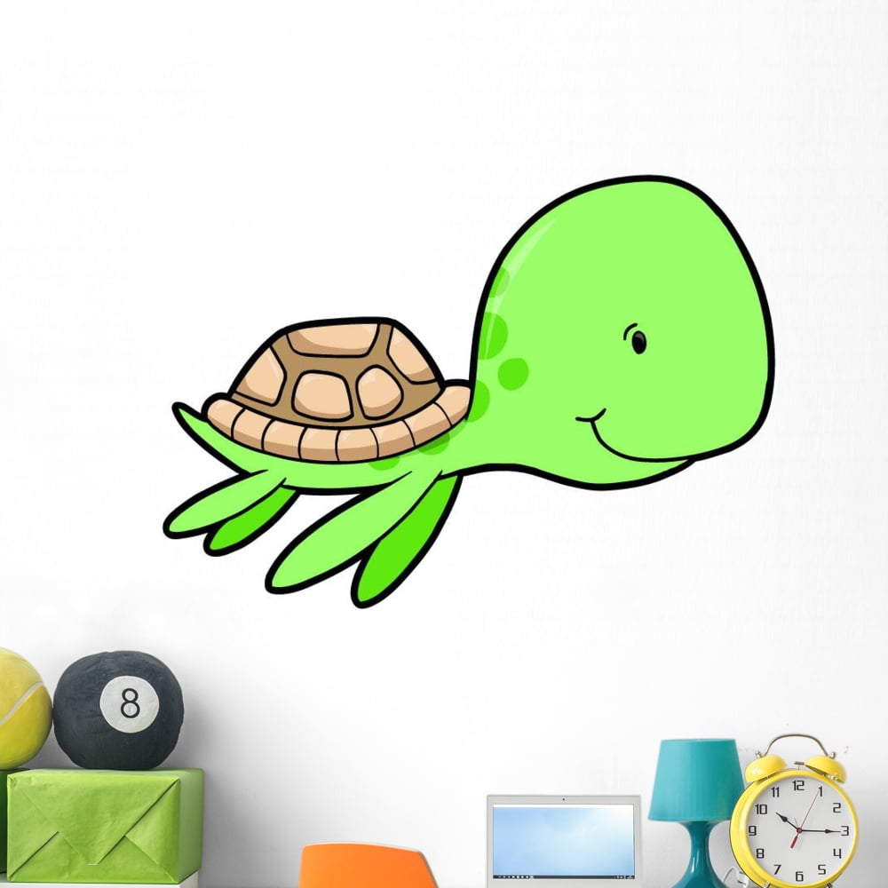Cute Little Sea Turtle Wall Decal Sticker by Wallmonkeys Vinyl Peel ...