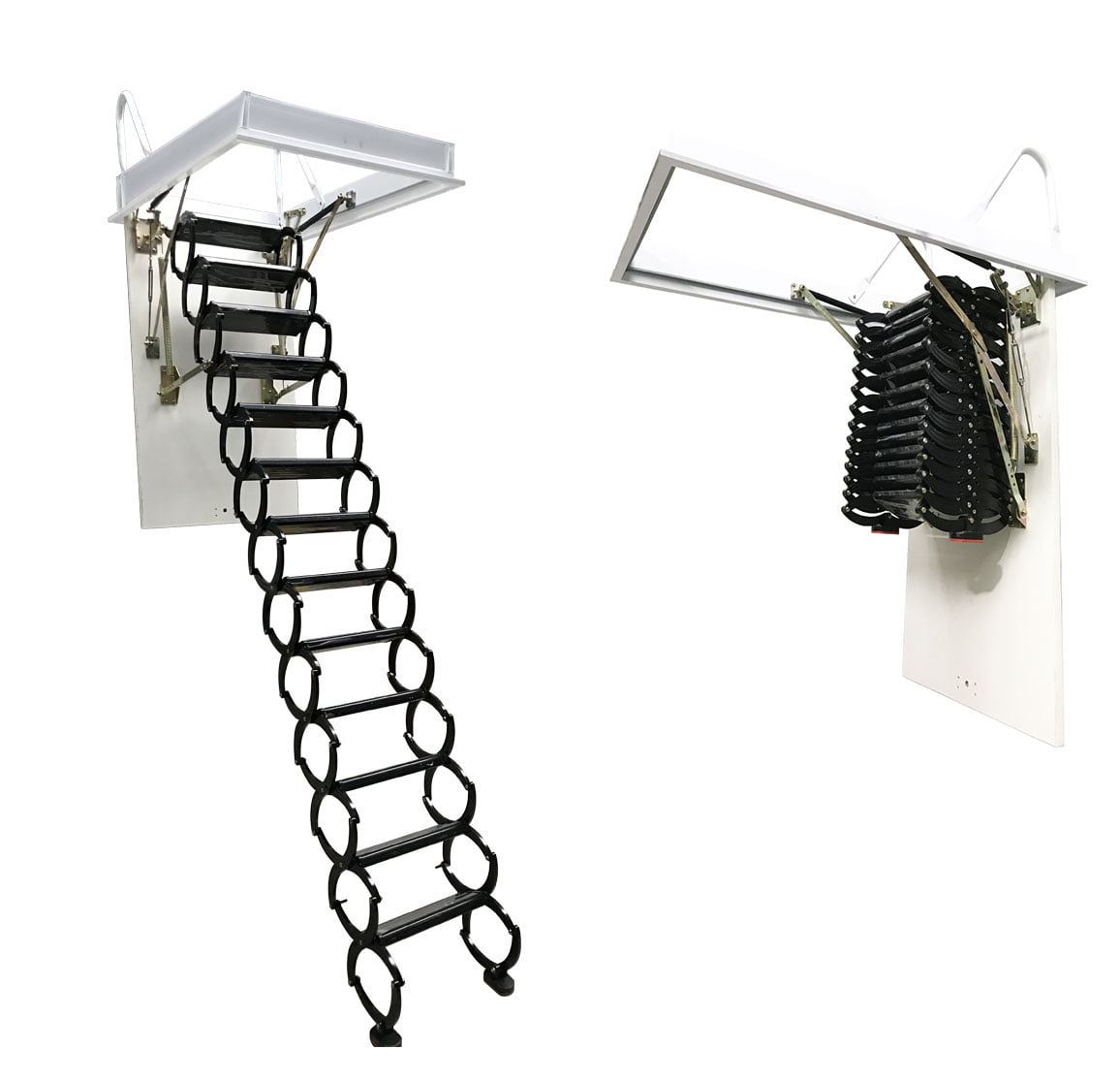 Techtongda Black Loft Wall Ladder Stairs Retractable Attic Folding ...