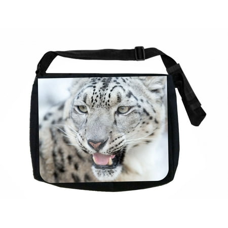 Snow Leopard Up-Close Black Laptop Shoulder Messenger Bag - Walmart.com