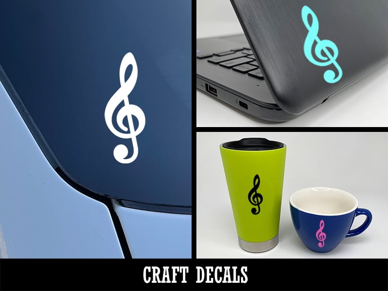 Treble Clef Music Craft Vinyl Indoor Outdoor Decal Sticker - Black - 4 ...