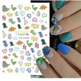 6 Sheets Cute Dinosaur Nail Stickers 3D Cartoon Self-Adhesive Nail ...