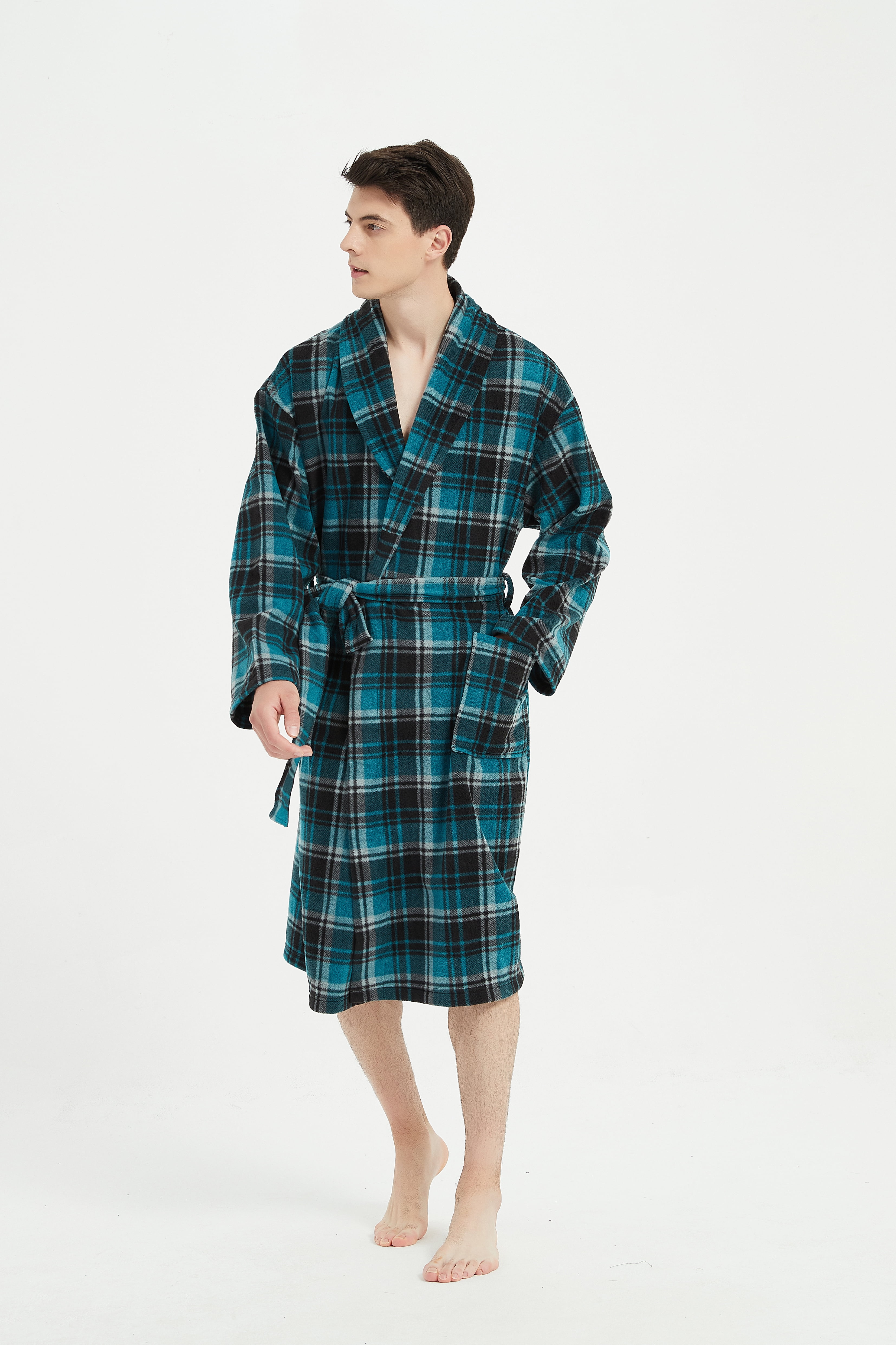 FELEMO Mens Short Robe Lightweight Bathrobe for Men（Dark Green/XL/2XL ...