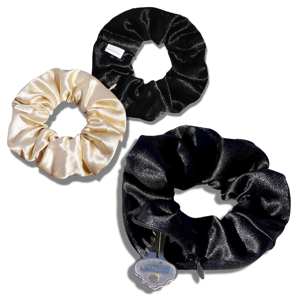 Smunchys Satin Hair Scrunchie with Hidden Zipper Pocket Storage ...