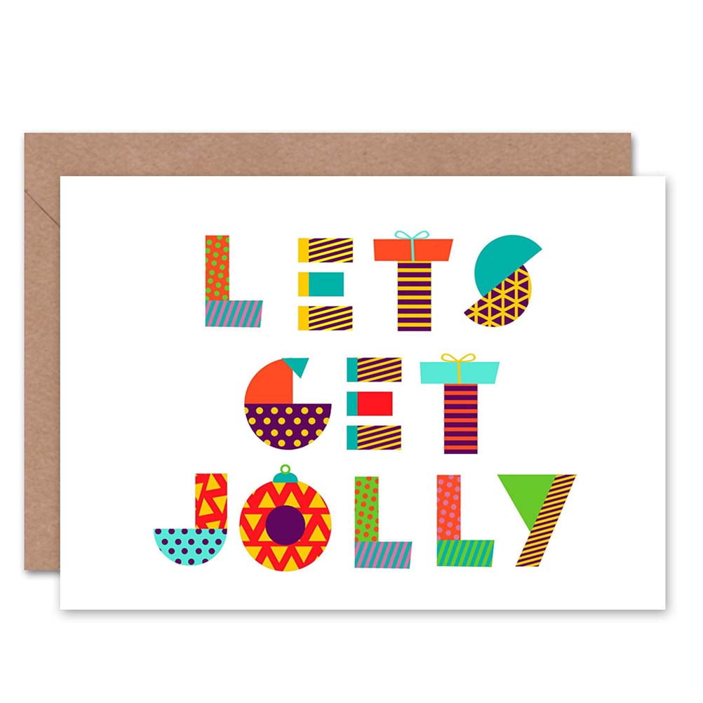 Patchwork Let’s Get Jolly Greetings Card Plus Envelope Blank inside ...