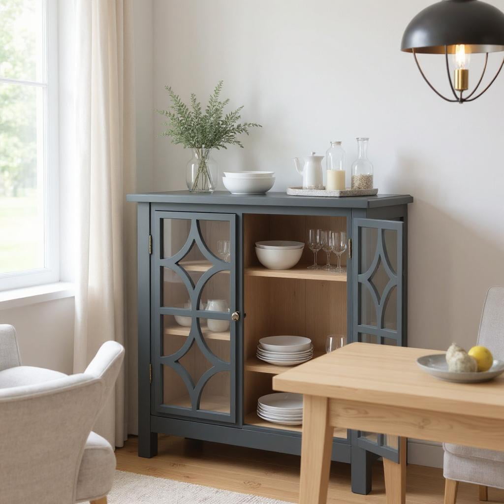 Click here for Homy Casa Fir Wood Storage Cabinet With Mirrored D... prices