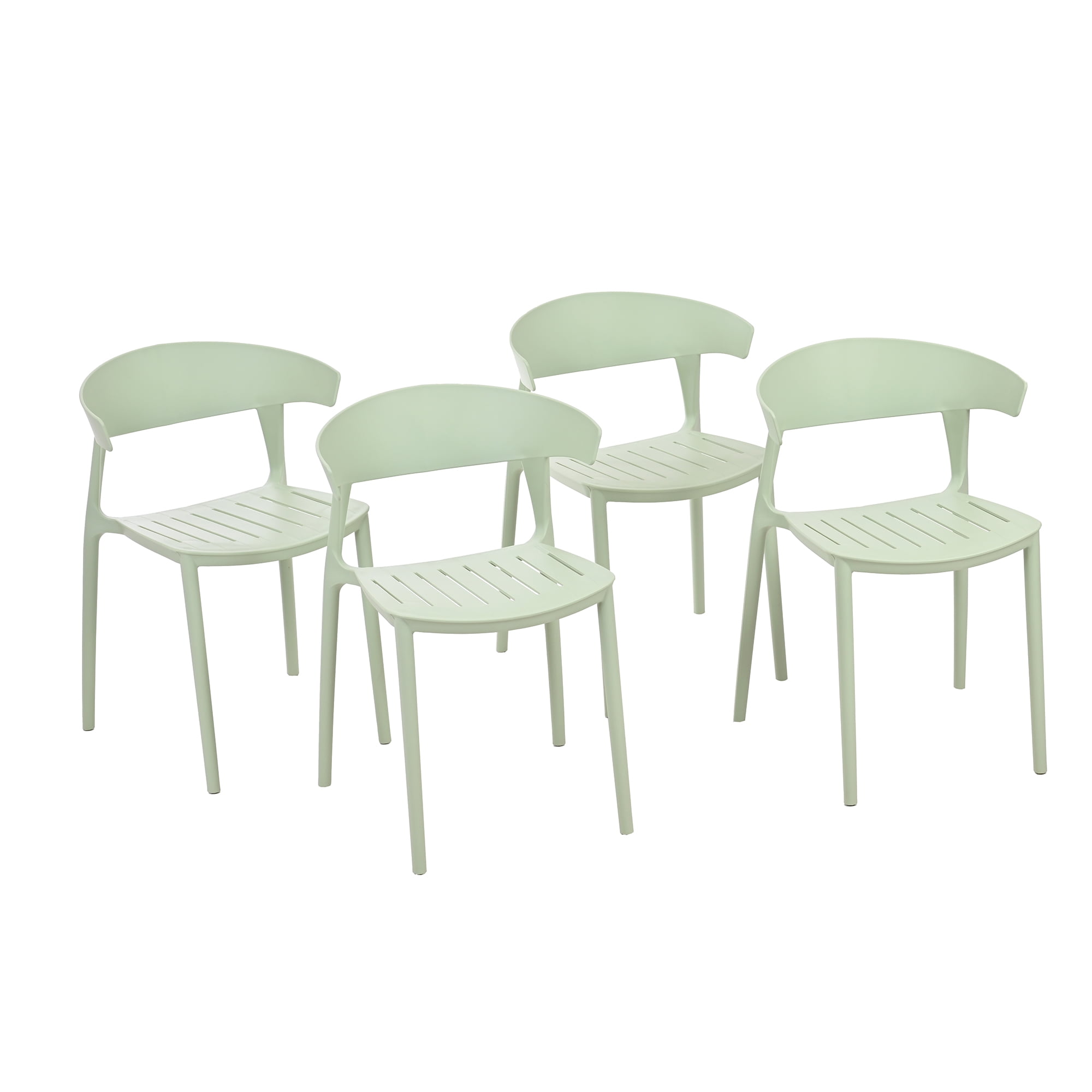 Set 4 Sillas Comedor Apilables Plástico Interior Exterior Verde Eke ...