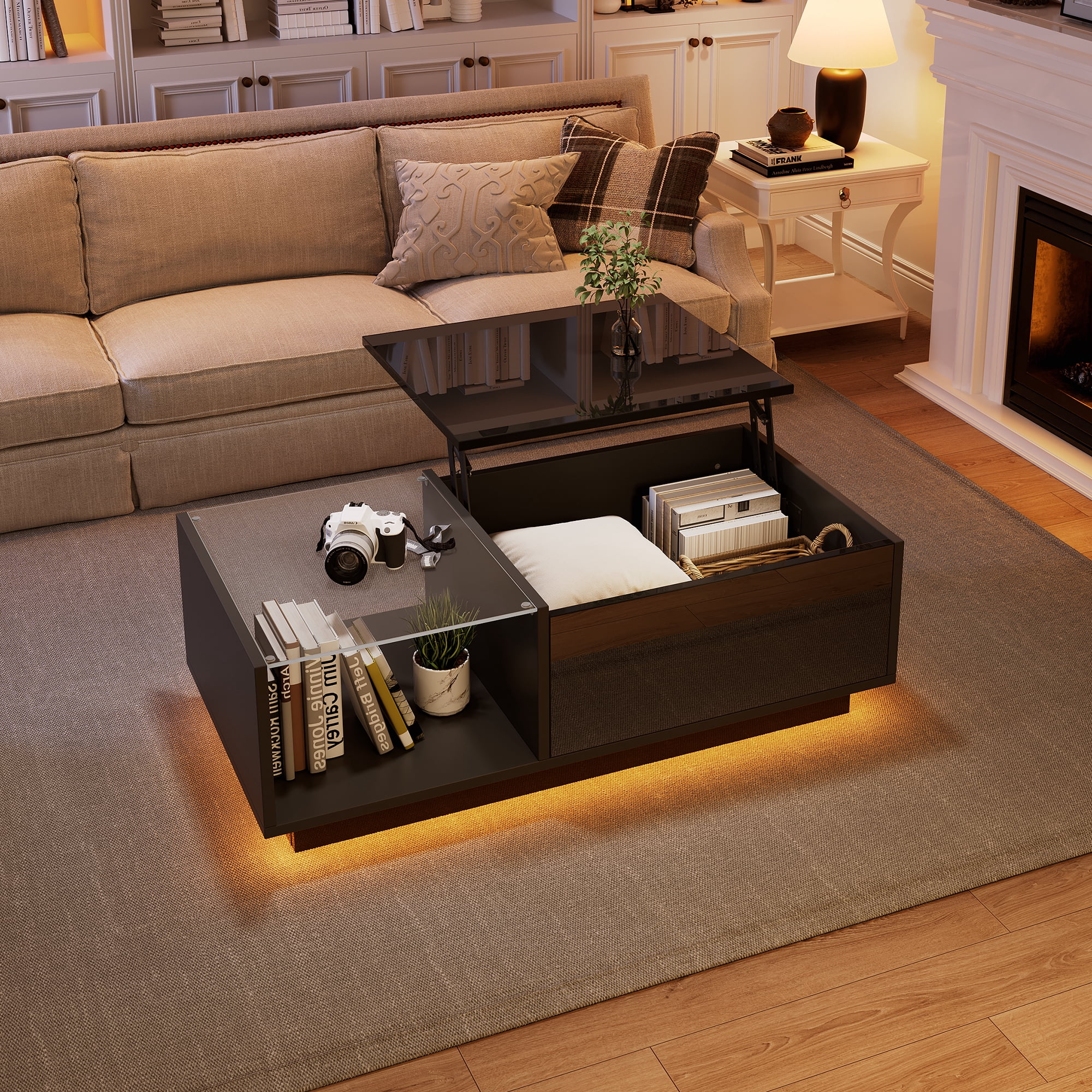 Click here for Modernluxe 39.3 Lift Top Coffee Table With Led Lig... prices
