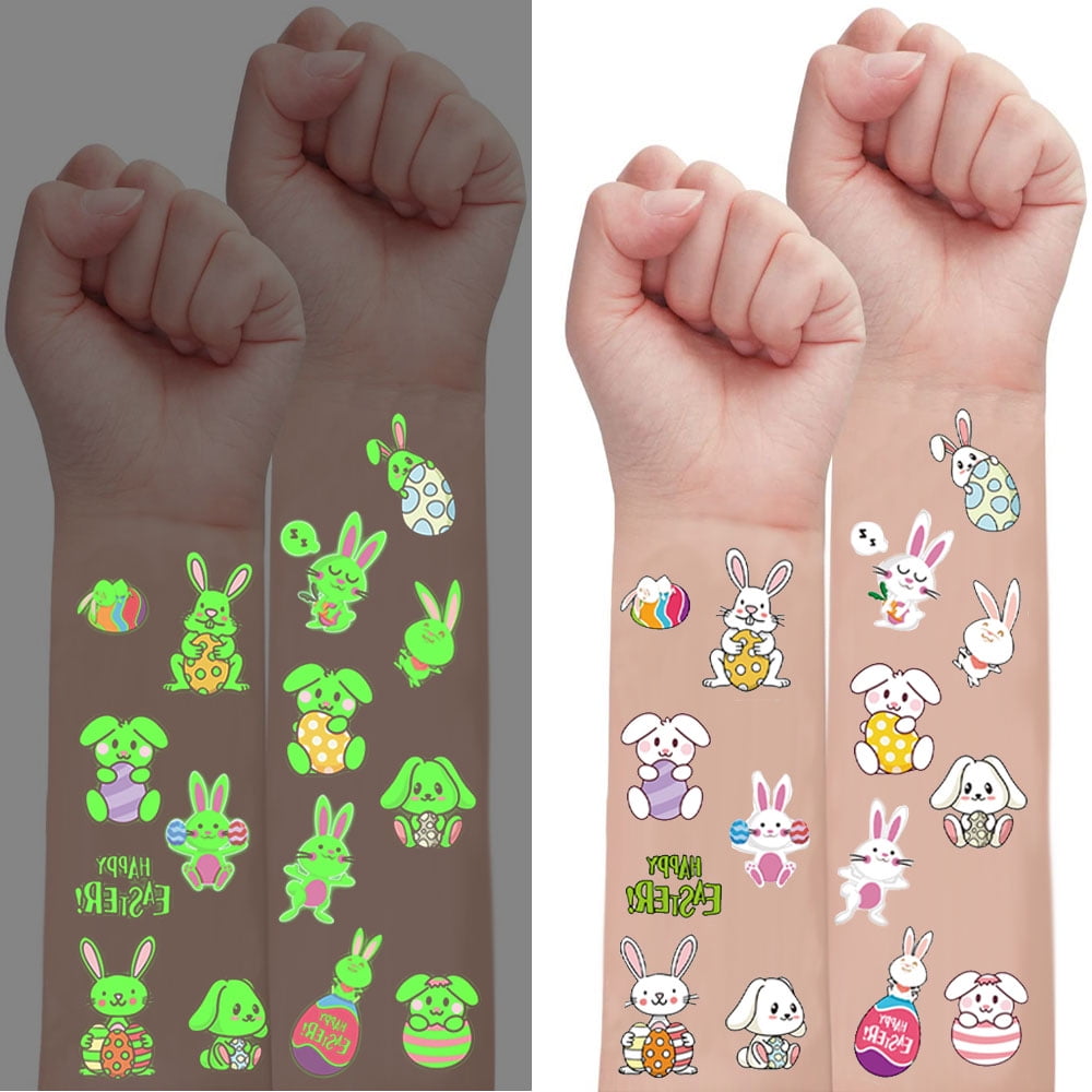 10pcs Luminous Easter Temporary Tattoos for Kids, Glow Easter Party ...