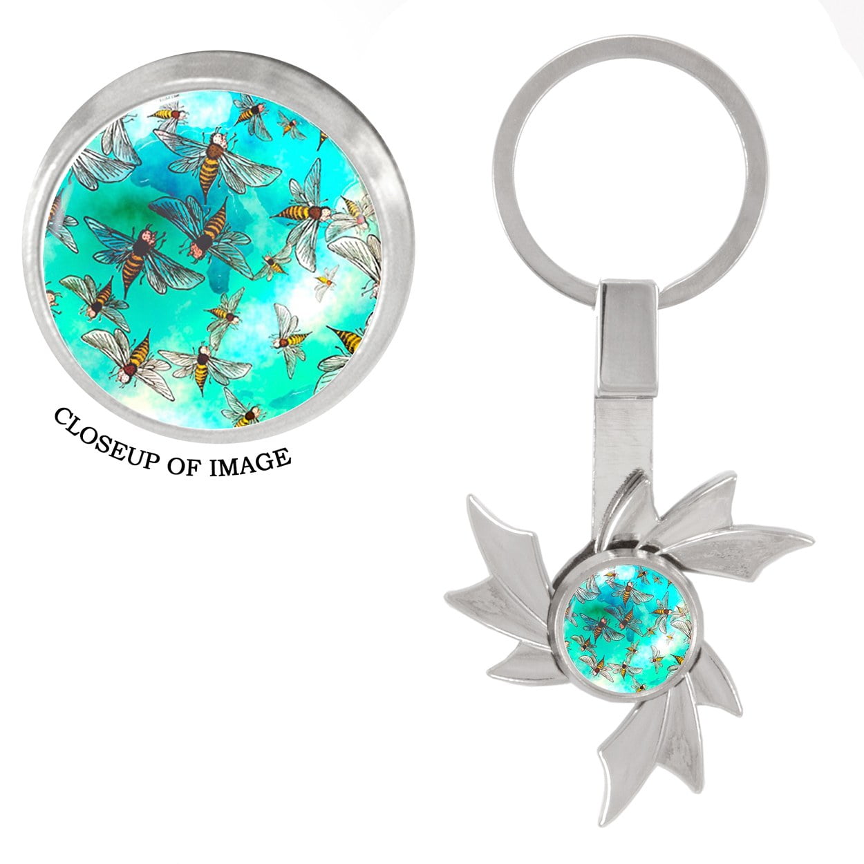 Watercolor Pattern of Flying Bees Fidget Spinner Keychain - Walmart.com