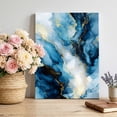 Blue Gold Marble Canvas Wall Art for Living Room, Luxury Gorgeous Ocean ...