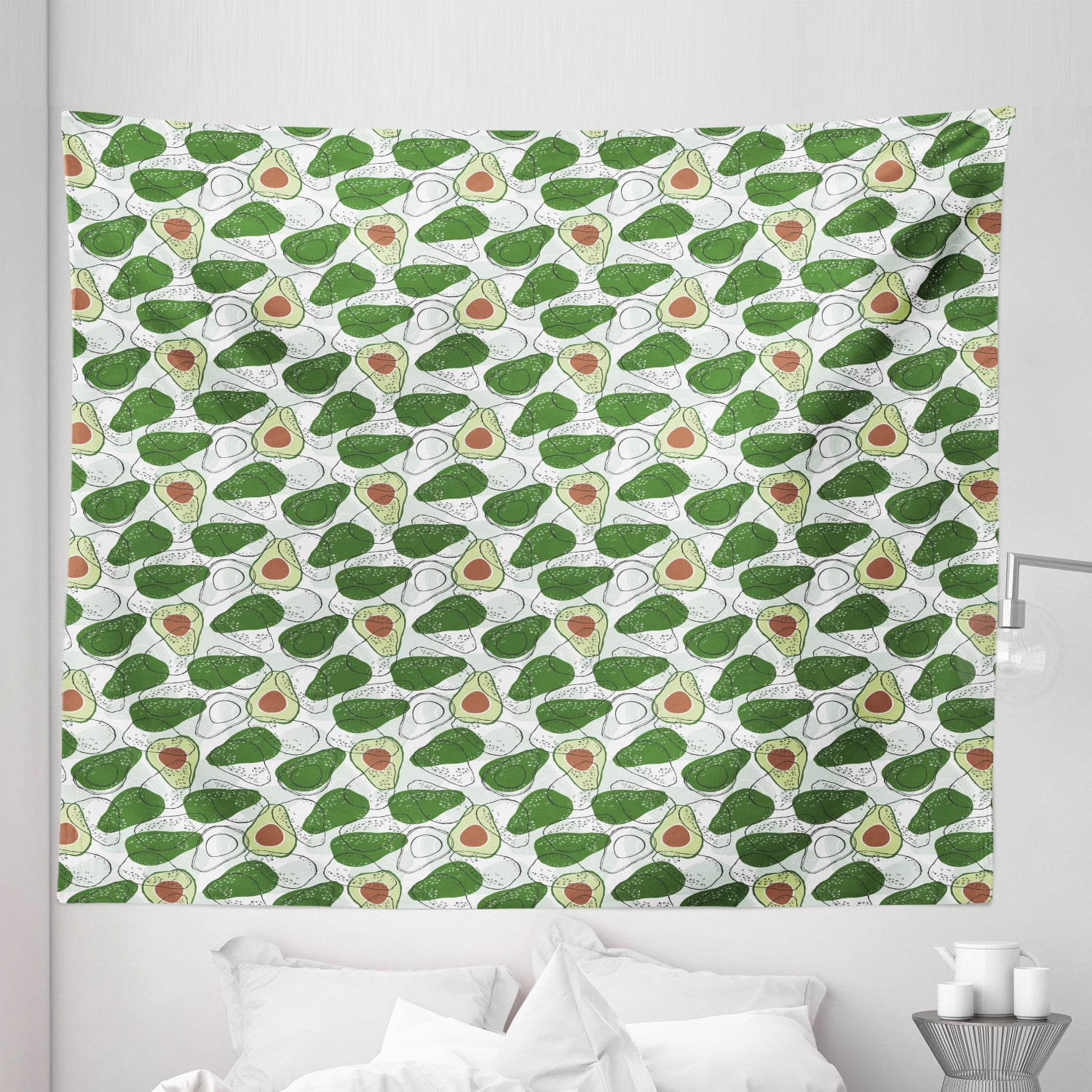 Food Tapestry, Assortment of Exotic Shapes Illustration Sketched Hand ...
