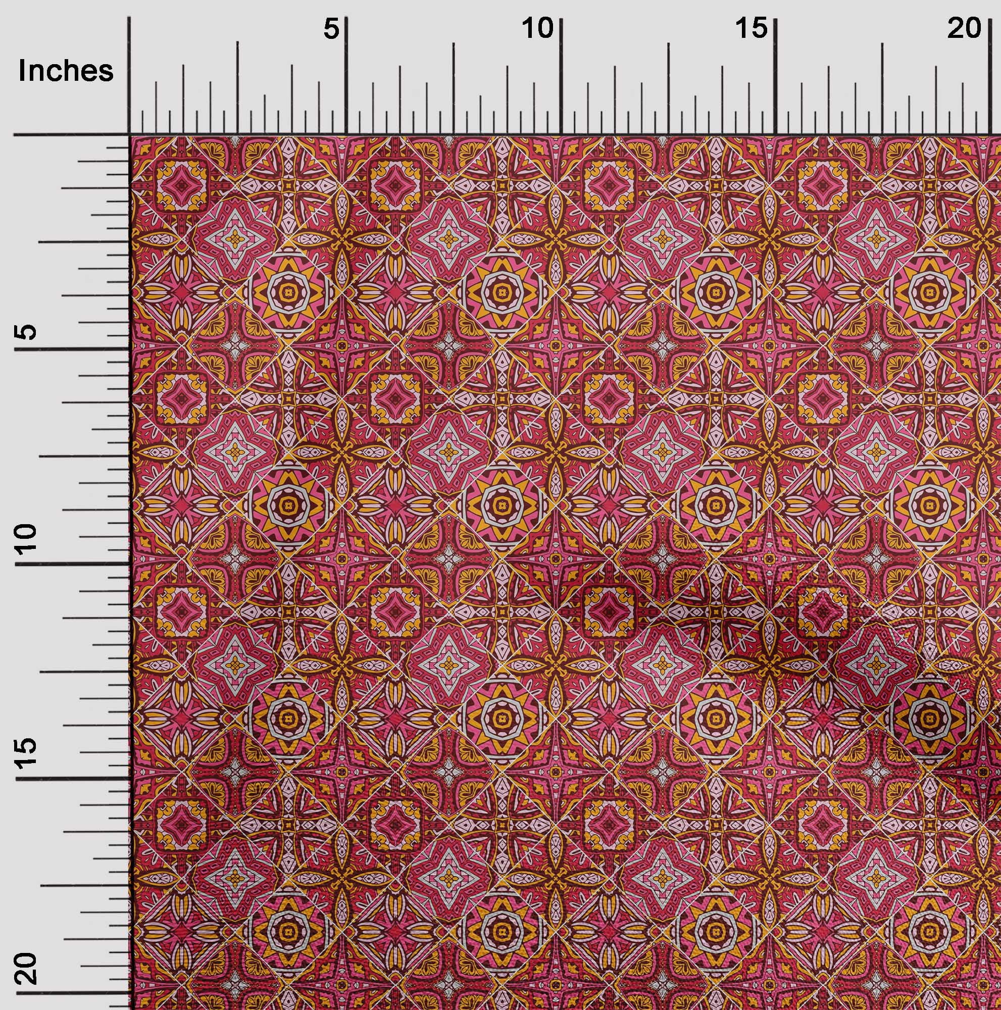 oneOone Silk Tabby Fabric Floral & Geometric Ethnic Print Fabric By The ...