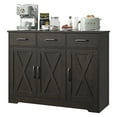 Homfa 42.5’’ Kitchen Buffet, 3-Drawer Wooden Sideboard with Adjustable Shelf, Dark Brown ...