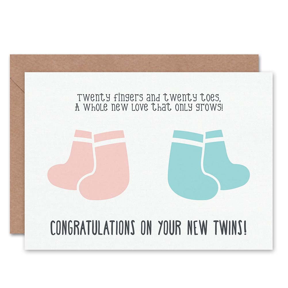 New Baby Twins 20 Fingers Toes Greetings Card Plus Envelope Blank ...