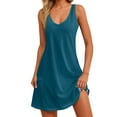 Dresses for Women Sleeveless V-Neck Solid Color Tank Dress Loose Casual ...
