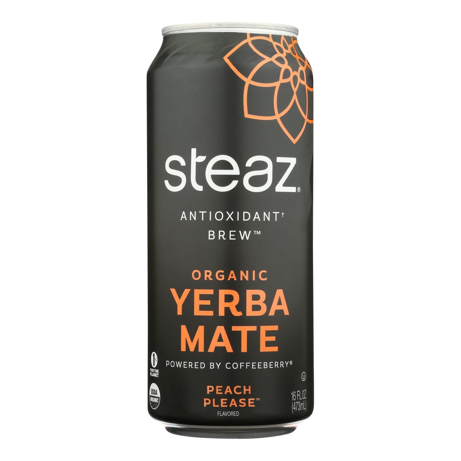 Steaz - Yerba Mate Peach Plz - Case of 12-16 FZ - Walmart.com