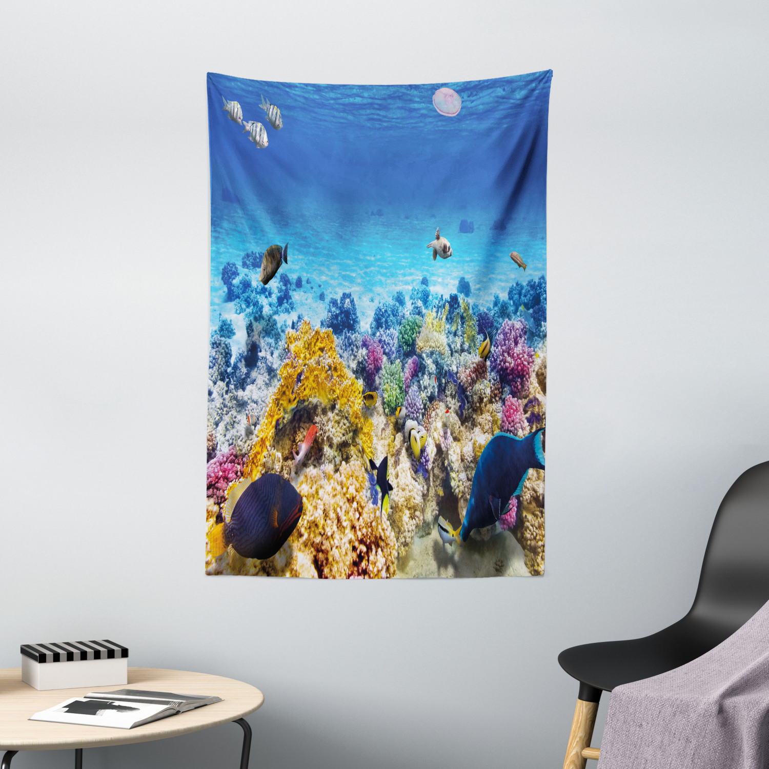Fish Tapestry, Underwater Sea World Scene with Goldfish Starfish and ...
