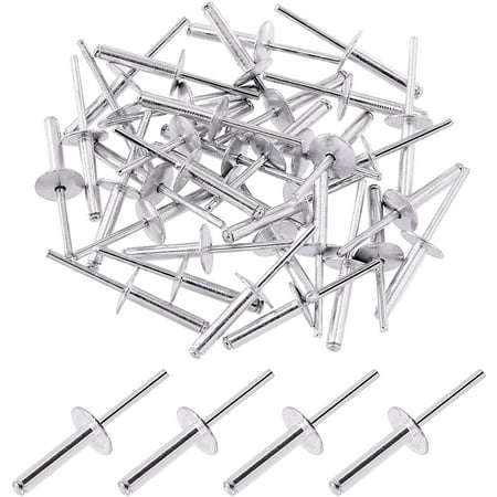 60Pcs 3/16" x 1" Large Flange Aluminum Blind Rivets Pop Rivets Set for ...