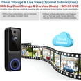 1080P Doorbell Camera with Receiver, AI Human Detection, Real-Time , 2 ...