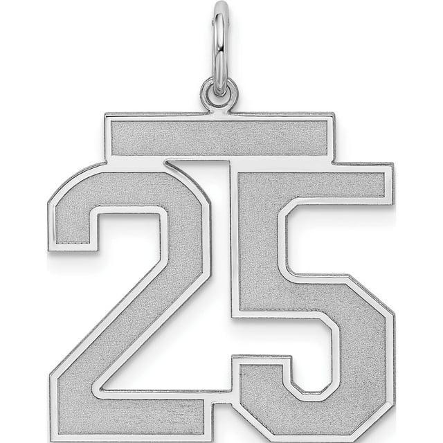 Sterling Silver Silver/Rhodium-Plated Satin Number 25 Charm (25 X 21 ...