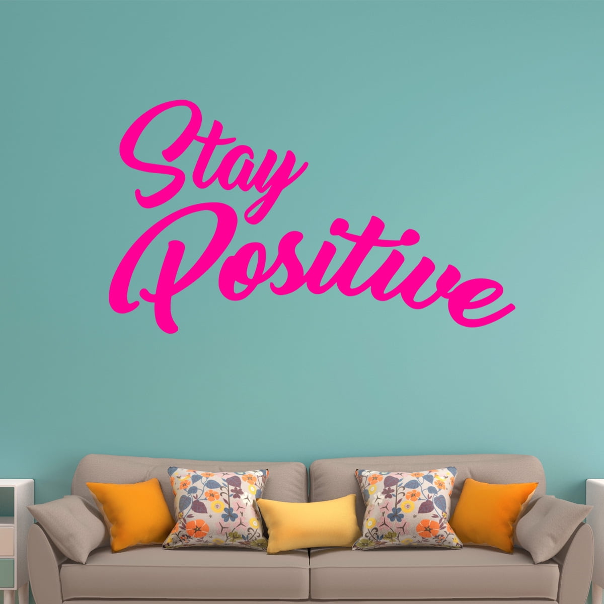 VWAQ Stay Positive Vinyl Wall Decal, Uplifting Positivity Wall Decor ...
