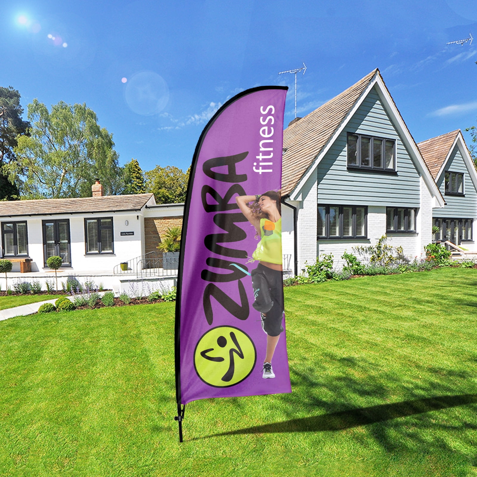 QSUM Zumba Fitness Feather Flag Kit,7FT Dance Classes Advertising ...