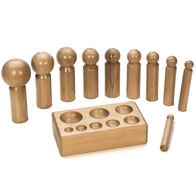 Eurotool Large Wooden Dapping Block Set With 10 Punches For Metal Work ...