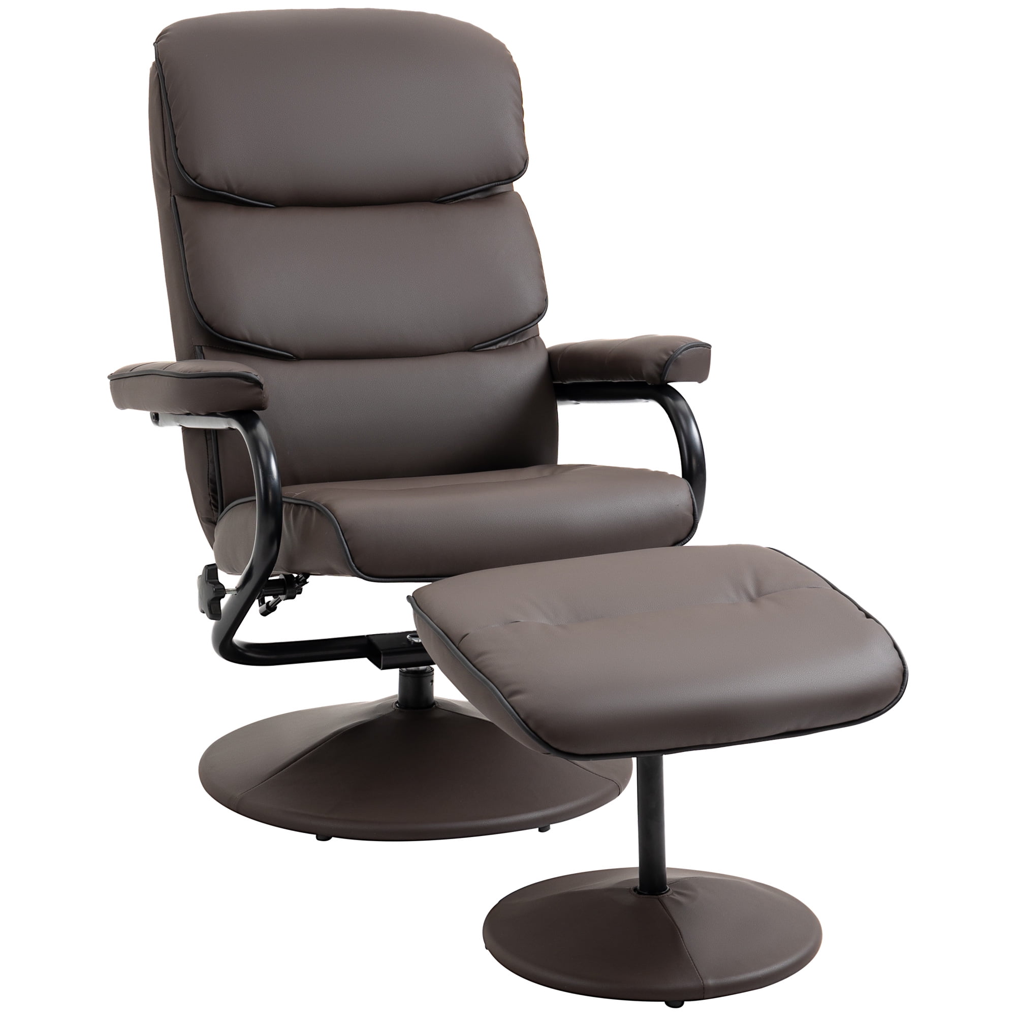 HOMCOM Recliner Chair with Ottoman, PU Leather Swivel High Back ...