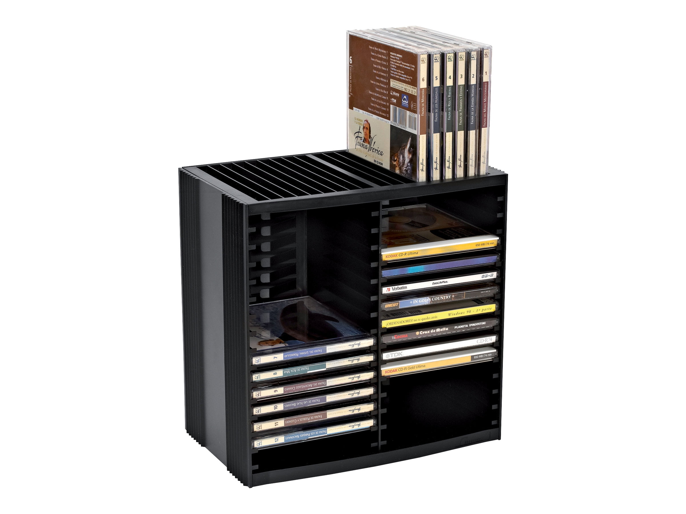 Fellowes CD Spring Tower - Media storage - black - 48 x CD - Walmart.com