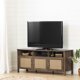 Balka TV Stand Natural Walnut and Printed Rattan - Walmart.com