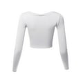 A2Y Women's Basic Solid Stretchable Scoop Neck Long Sleeve Crop Top White XL - Walmart.com