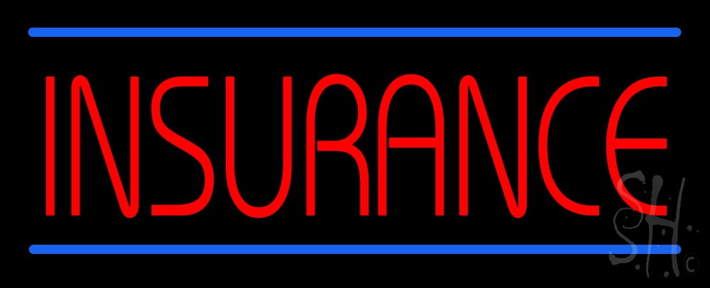 Red Insurance Blue Lines LED Neon Sign 10 x 24 - inches, Black Square ...