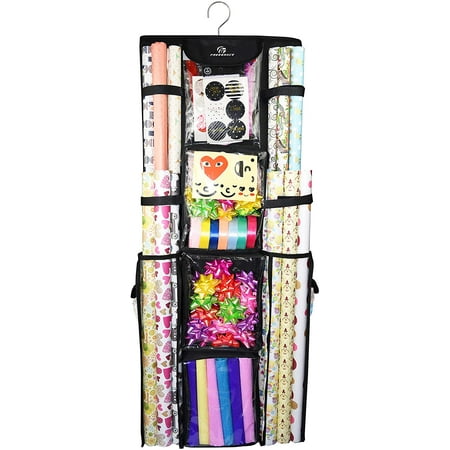 Double Sided Hanging Gift Wrap Organizer | Large 16" x 41" Wrapping ...