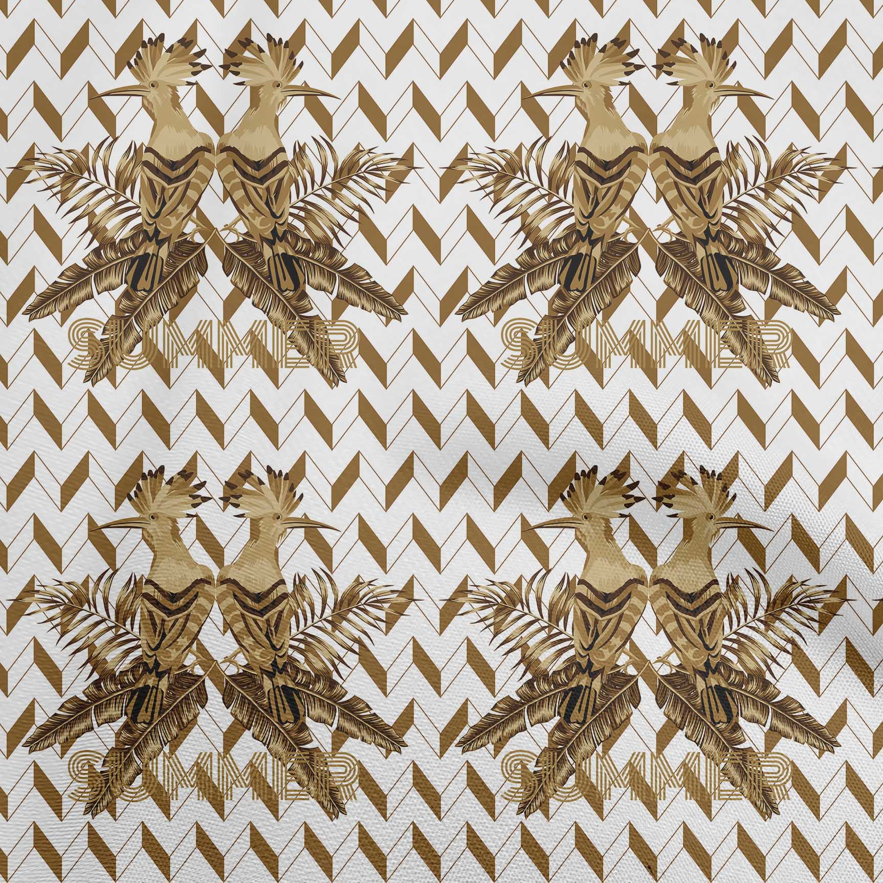 oneOone Silk Tabby Dark Olive Green Fabric Tropical Birds With ...
