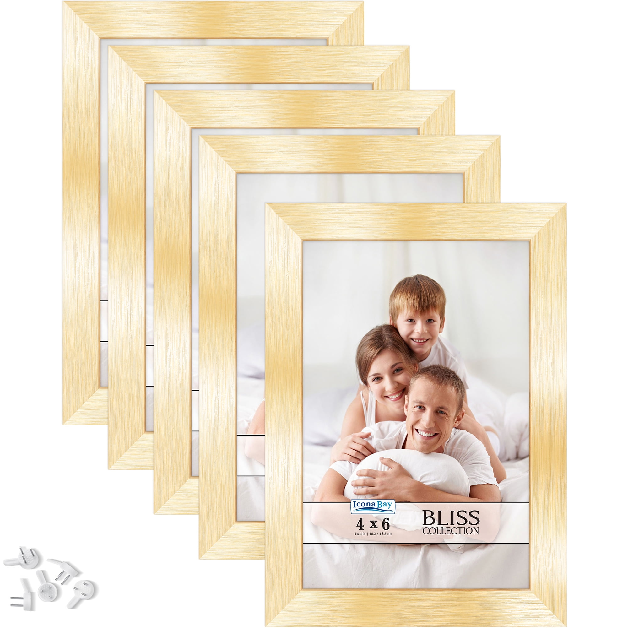 Icona Bay 4x6 Gold Picture Frames, 5 Pack, Bliss Tabletop Frames ...