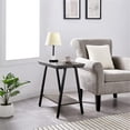 Bowery Hill Contemporary Narrow Wood Side Table with Metal Frame in ...