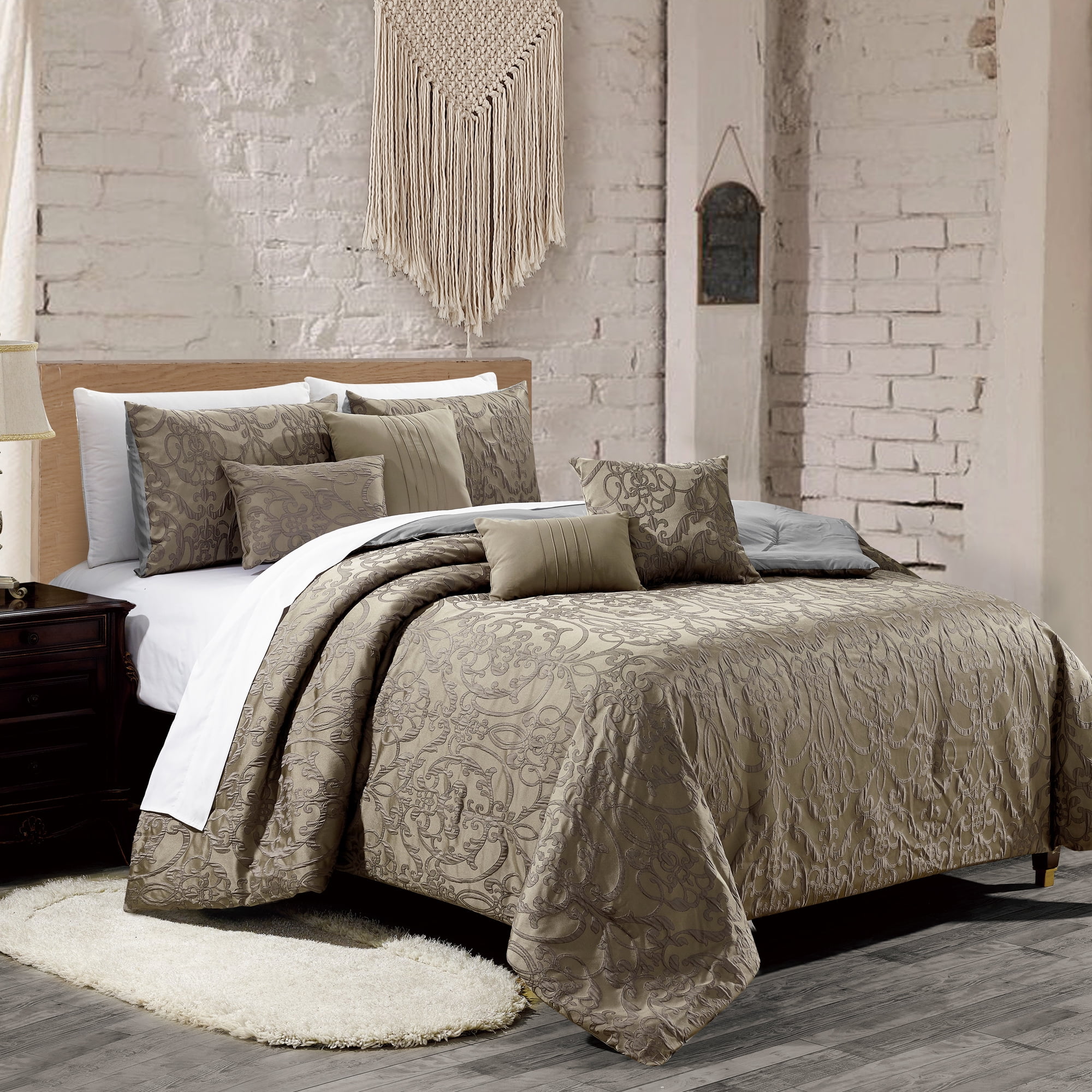Luxury Soft Collection Microfiber Bed In A Bag Comforter Set 7 Piece