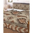 Brown Geometric 3 Piece Quilt Set Twin Size, Southwestern Motifs Tribal ...