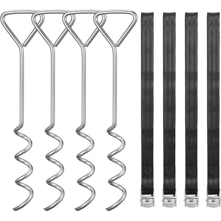 Trampoline Anchor Kit, Set of 4 Heavy Duty Galvanized Trampoline Stakes ...