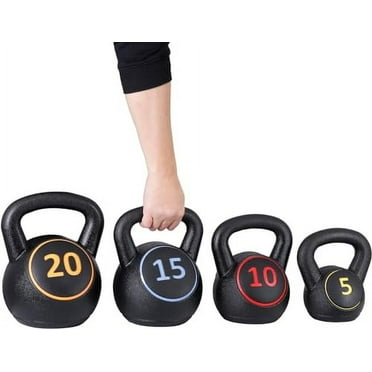 Kettlebell Sets 4 Piece Strength Training Wide Grip Kettle Bell Weights ...