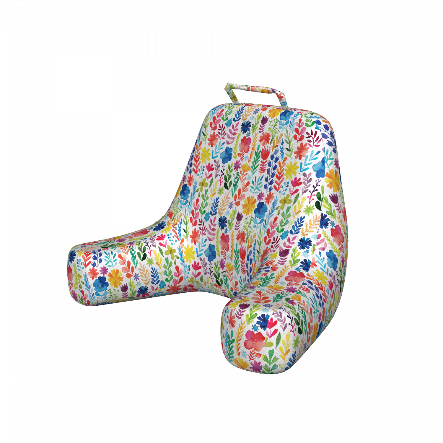 Floral Reading Pillow, Vibrant Watercolor Brush Stroked Spring Flowers ...